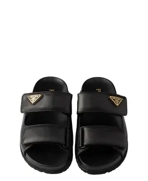 Prada Nappa Leather Slides - Black