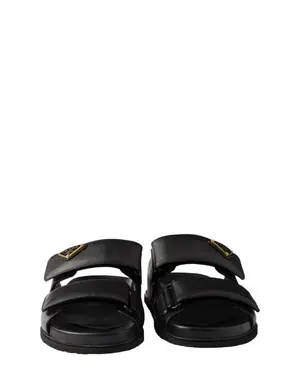Prada Nappa Leather Slides - Black