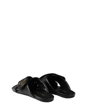 Prada Padded Nappa Leather Slides - Black