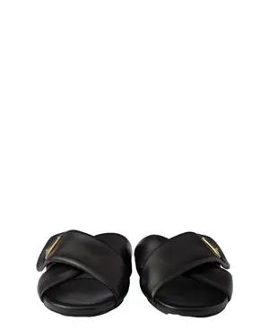 Prada Padded Nappa Leather Slides - Black
