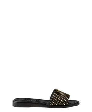 Prada Nappa Leather Studded Slides - Black