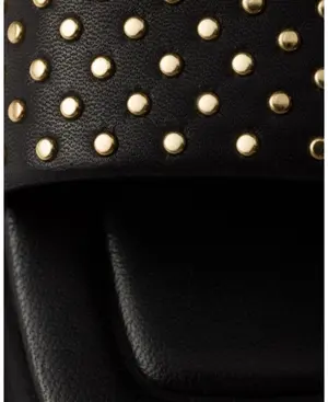 Prada Nappa Leather Studded Slides - Black
