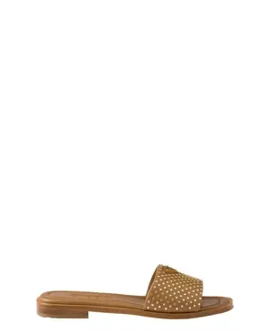 Prada Nappa Leather Studded Slides - Brown