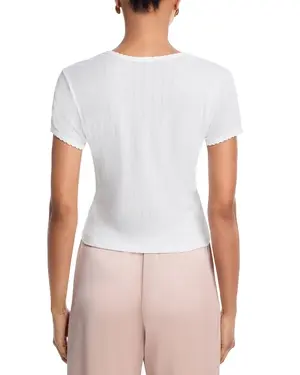 LESET Pointelle Top - White