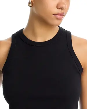 LESET Nando High Neck Cotton Tank Top - Black