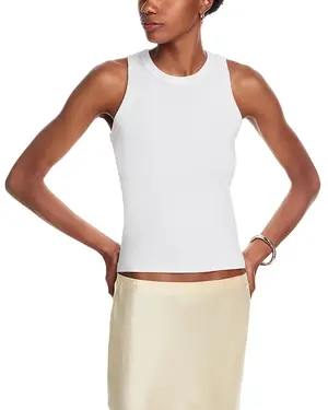 LESET Nando High Neck Cotton Tank Top - White