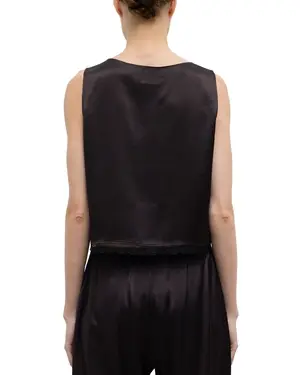 LESET Lace Trimmed Cropped Top