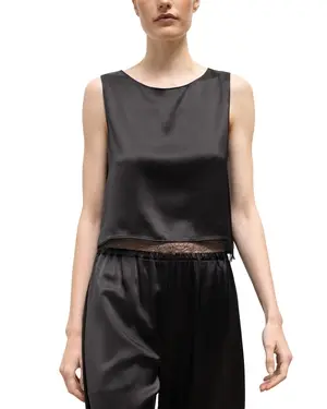 LESET Lace Trimmed Cropped Top