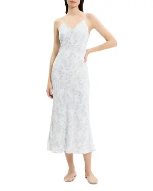 Theory Seamed Slip Dress - White Multi