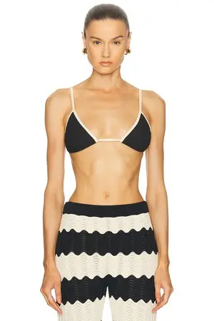 Johanna Ortiz Playa Del Rio Bikini Top - Black & Ecru