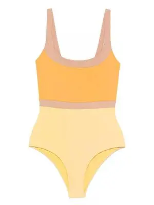 LAURA-URBINATI Two-tone Sleeveless Swimsuit - Yellow