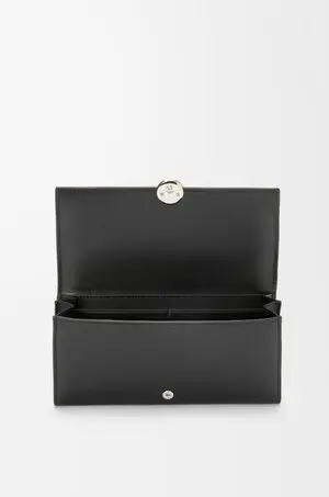 Loewe Pebble Continental Wallet In Mini Grain Leather Skin - Black