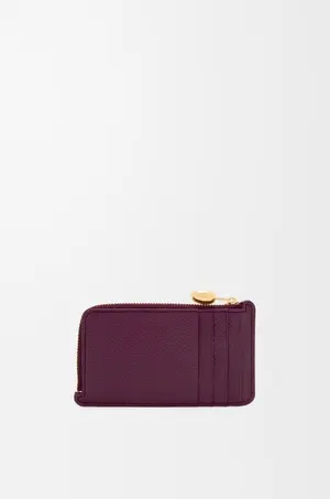 Loewe Pebble Coin Cardholder In Pebble Grained Leather Skin - Plum