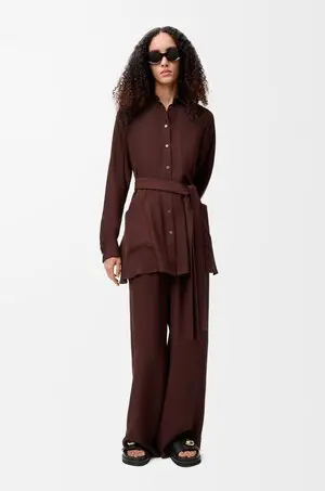 Loewe Pyjama Trousers In Silk - Burgundy