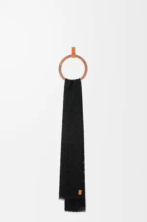 Loewe Scarf In Wool And Silk - Black