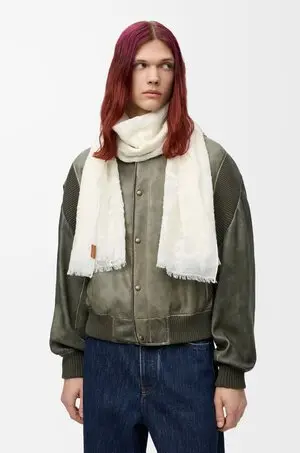 Loewe Scarf In Wool And Silk - White