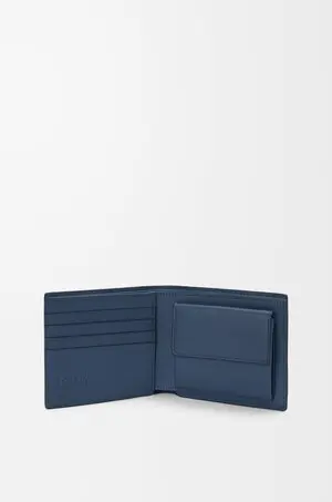 Loewe Bifold Coin Wallet In Satin Leather Skin - Indigo Dye