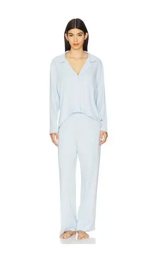Eberjey Eberjey Gisele Rib Long Pj Set In Baby Blue. Nantucket Breeze