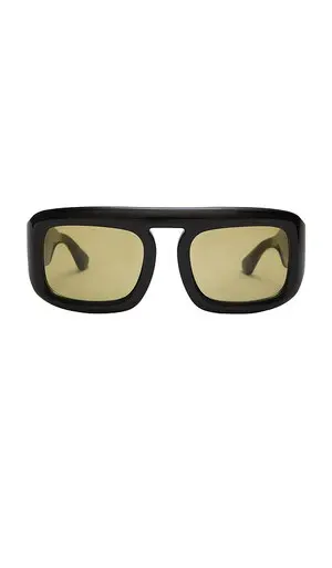 ELISA JOHNSON Aries Sunglasses - Gloss Black & Olive Green
