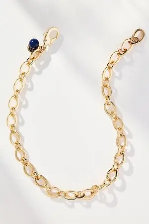 JANE WIN Lapis Bead Chunky Link Chain Necklace - Gold
