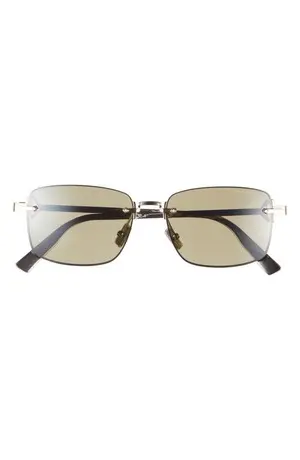 Dior Cd Diamond S11u Rectangle Sunglasses - Shiny Palladium / Green