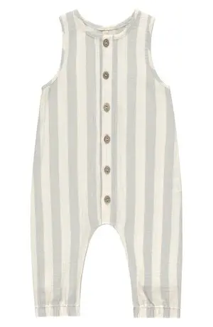 QUINCY MAE Stripe Organic Cotton Romper - Sky