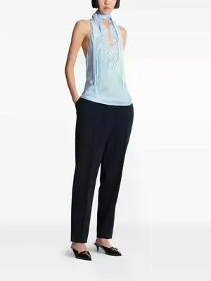 Balmain Backless Halterneck Silk Top - Blue