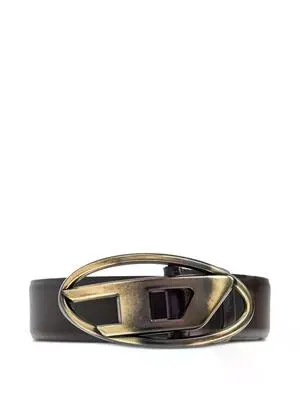 DIESEL® Leather Belt With Oval D-logo Buckle - Brown