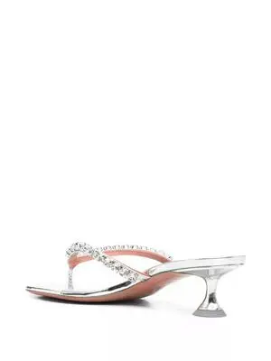 Amina Muaddi 40mm Crystal-embellished Sandals - Silver