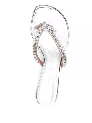 Amina Muaddi 40mm Crystal-embellished Sandals - Silver