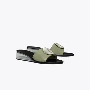 Tory Burch Patos Wedge Slide - Light Jade/silver