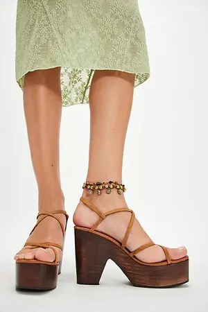Free People Tango Strappy Clogs - Camel Suede