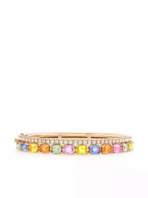 PRAGNELL 18kt Rose Gold Rainbow Sapphire And Diamond Bangle Bracelet - Pink