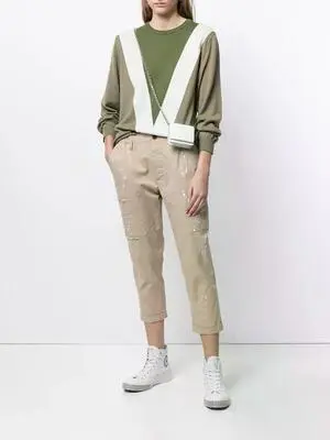 PORTS V Cropped Paint Splatter Trousers