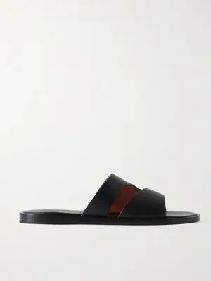 Loro Piana Pilat Plain Walk Cutout Leather Sandals - Black