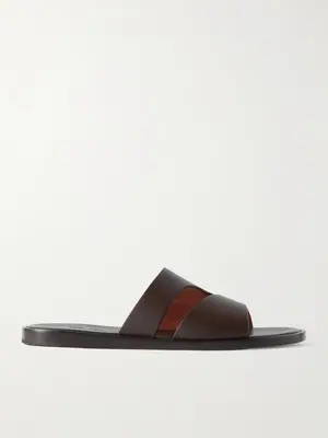 Loro Piana Pilat Plain Walk Cutout Leather Sandals - Brown