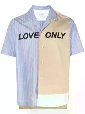 PORTS V Love Only Printed Panelled Shirt - Blue