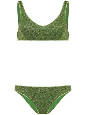 Oseree Lumière Sporty Lurex Bikini Set - Green