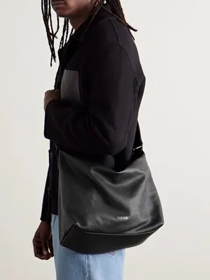 Loewe Cubi Full-grain Leather Messenger Bag - Black