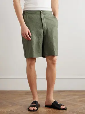 Loro Piana Nolan Straight-leg Linen Shorts - Green