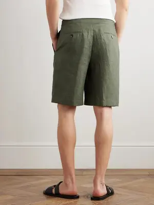 Loro Piana Nolan Straight-leg Linen Shorts - Green