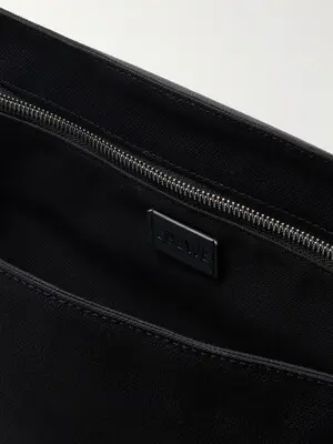 Loewe Leather-trimmed Suede And Canvas Messenger Bag - Black
