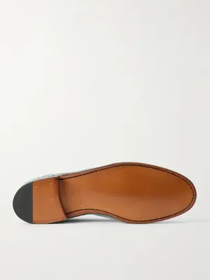 John Lobb Bath Leather-trimmed Suede Loafers - Blue