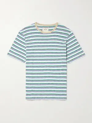 Folk Striped Slub Cotton-jersey T-shirt