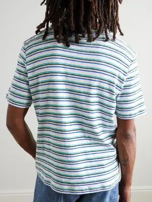 Folk Striped Slub Cotton-jersey T-shirt