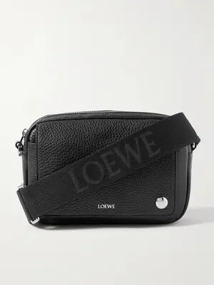 Loewe Pebble Full-grain Leather Messenger Bag - Black