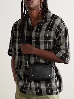 Loewe Pebble Full-grain Leather Messenger Bag - Black