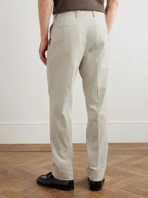 Brunello Cucinelli Straight-leg Pleated Cotton-corduroy Suit Trousers - Neutrals