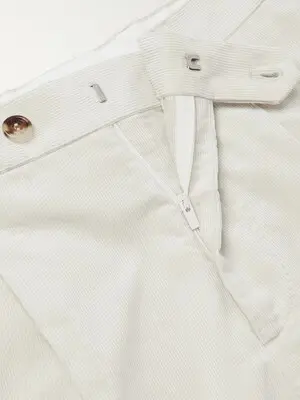 Brunello Cucinelli Straight-leg Pleated Cotton-corduroy Suit Trousers - Neutrals