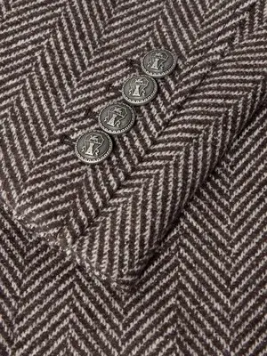 Brunello Cucinelli Herringbone Cashmere And Silk-blend Coat